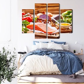 Vícedílný obraz Losos Mezi Zeleninou Nedostatek Nedostatek Přírodní plátno 160x120