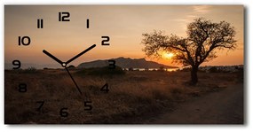 Wallmuralia Skleněné hodiny na stěnu tiché Západ slunce 60x30 cm