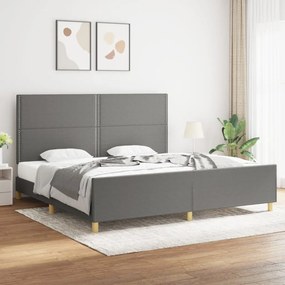 Rám postele bez matrace tmavě šedý 200 x 200 cm textil 3125001