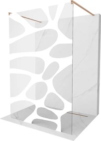 Mexen Kioto, sprchová zástěna Walk-In 140 x 200 cm, 8mm čiré sklo bílý vzor, měděný matný profil, 800-140-002-65-97