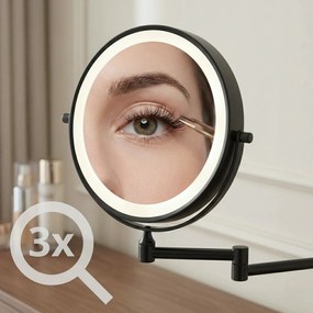 Rea Kosmetické zrcadlo ⌀20 cm s regulovatelným LED osvětlením HOM-70000 černé