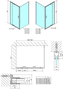 Polysan EASY BLACK sprchové dveře otočné 88 - 102 x 190 cm čiré sklo EL1715B