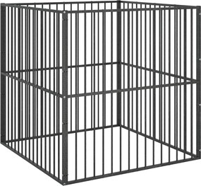 Ohrádka pro psy 4 panely černá pozinkovaná ocel 172209
