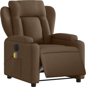 Elektrické masážní polohovací křeslo hnědé textil 3204474