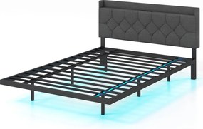 Costway Rám plovoucí postele s LED světly Moderní plošinová s nastavitelným