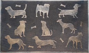 Gumová rohožka 9 psů, 75 x 45 cm – s bronzovou patinou, do domu a na terasu, odolná, pro milovníky psů