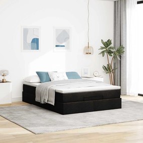 Osmanský rám postele s matrací černá 140x200cm textil 3311115