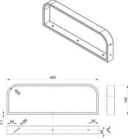 Mereo Mereo, Držák ručníků černý pod nábytkovou desku - oblý, CN103DB