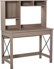 HOMCOM Stůl s úložným regálem Moderní dřevěný stůl s policemi a velkou pracovní plochou pro malé prostory Kancelář Ložnice, 105 x 50 x 137,5 cm, Světl