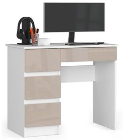Počítačový stůl A7 levá bílá/cappuccino lesk
