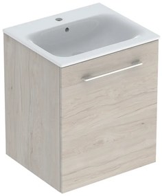 Geberit Selnova Square - Umyvadlová skříňka 635x538x480 mm, s umyvadlem, 1 dvířka, světlý ořech hickory 501.251.00.1