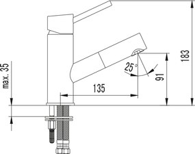 Sapho, PARIS stojánková umyvadlová baterie s výsuvnou sprškou, chrom, 1104-05