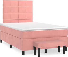 Box spring postel s matrací růžová 120 x 200 cm samet 3137838