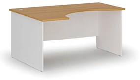Ergonomický kancelářský pracovní stůl PRIMO WHITE, 1600 x 1200 mm, levý, bílá/buk