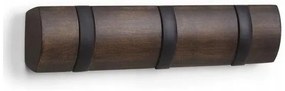 Furnigo Dřevěný nástěnný věšák 33x8cm hnědý