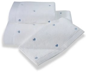 Soft Cotton Malý ručník MICRO LOVE 32x50 cm Bílá / modré srdíčka, 550 gr / m², Česaná prémiová bavlna 100% MICRO