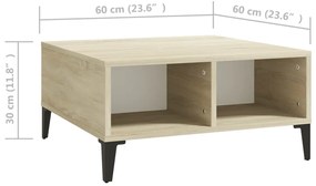 Konferenční stolek bílý a dub sonoma 60x60x30 cm dřevotříska