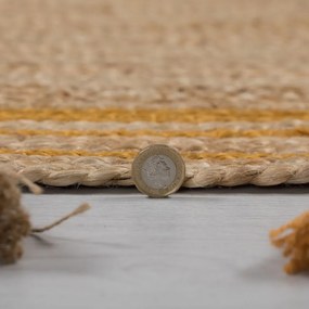 Flair Rugs koberce Kusový koberec Lunara Jute Circle Ochre ROZMĚR: 150x150 (průměr) kruh