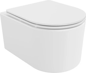 Mexen Sofia, závěsná WC mísa 490x360x355 mm, Rimless Tornádo + WC sedátko z duroplastu, bílá lesklá, 30540300T