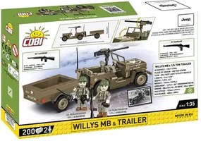 COBI 3132 II WW Willys MB s přívěsem, 1:35, 200 k, 2 f