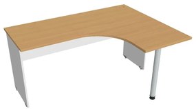 Stůl ergo levý 160*120 cm - Hobis Gate GE 60 L Dekor stolové desky: buk, Dekor lamino podnože: bílá, Barva nohy: stříbrná