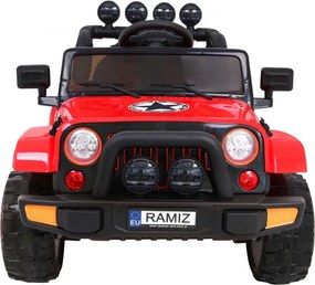 Ramiz Dětské terénní auto Full Time 4WD červené na dálkové ovládání + pohon 4x4 + LED audio + úložný prostor