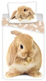 Jerry Fabrics Dětské bavlněné povlečení Bunny brown, 140 x 200 cm, 70 x 90 cm