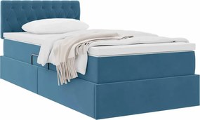 Postel s úložným prostorem Tmavě modrá 100 x 200 cm samet 3370801