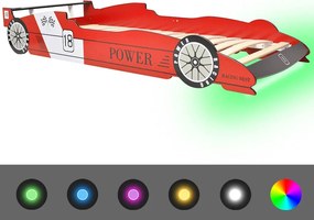 Dětská LED postel závodní auto, 90x200 cm, červená 243936