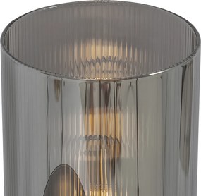 Stolní lampa v Art Deco stylu černá s kouřovým sklem 2-světlo - Laura