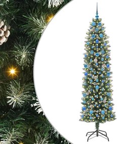 Umělý štíhlý vánoční strom Zelená a bílá 210 cm 3395312