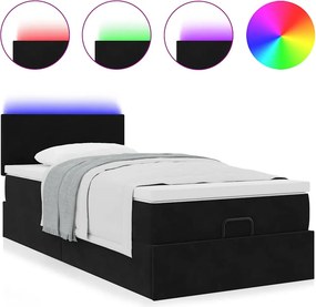Osmanská postel s matrací &amp; LED černá 80x200cm samet 3312514