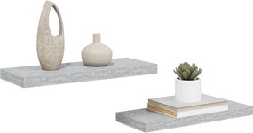 Plovoucí nástěnné police 2 ks betonově šedé 60x23,5x3,8 cm MDF 326598