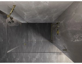 Mexen Lunar-B, pravostranný výklopný sprchový kout 100 x 70 cm, 8mm čiré sklo, zlatý profil, 832-100-070-50-00-P