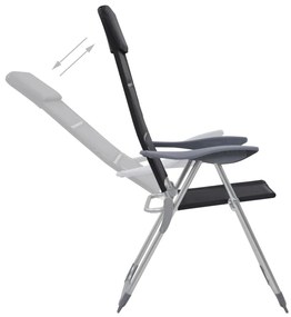 Kempingové židle z hliníku 2 ks 58 x 69 x 111 cm černé - Default Title