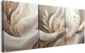 Obraz na zeď Triptych do obývacího pokoje Abstraktní listy a květiny 90x180 cm