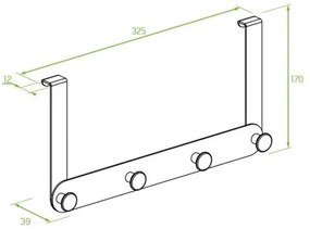 Laveo Miri, 4-háčkový věšák na ručníky, černá, LAV-ALM_715S