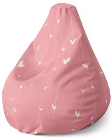 Sedací vak Pear asymetrická srdíčka - dětský, růžová