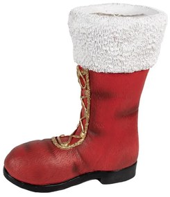 Vánoční dekorace červená keramická holínka Santa Clause – 32x19x36 cm