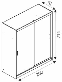 PIASKI SKŘÍNĚ Šatní skříň - WIKI 9/200, matná bílá