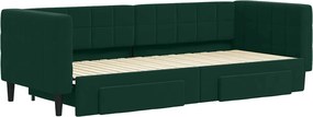 Válenda s přistýlkou a zásuvkami tmavě zelená 80 x 200 cm samet 3196734