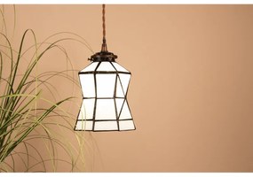 Bílá závěsná tiffany lampa Cecilius – 15x115 cm