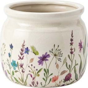 Keramický obal na květináč s lučními květy Rustic Flora L - Ø 20*15 cm