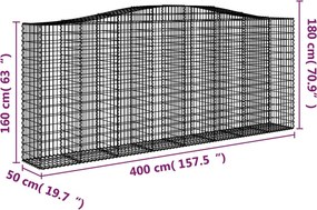 Klenuté gabionové koše 2 ks 400x50x160/180cm pozinkované železo 3145995