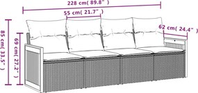 4dílná zahradní sedací souprava s poduškami černá polyratan 3227449
