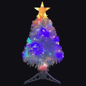 Vánoční stromek s LED osvětlením bílý 64 cm optické vlákno 328448