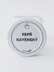 Samolepka na kořenky PEPŘ KAYENSKÝ průhledná 5 cm tučné písmo