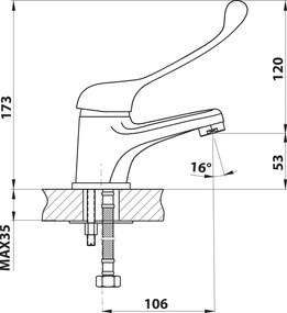 Bruckner Senior umyvadlová baterie lékařská páka chrom 424.044.1 Koupelny Bernold