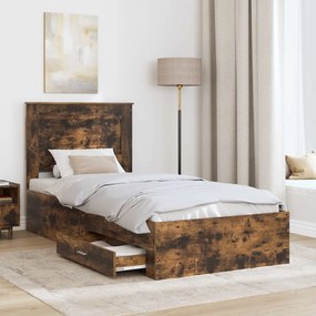 Rám postele s čelo Kouřový dub 90 x 190 cm Kompozitní dřevo 3410362