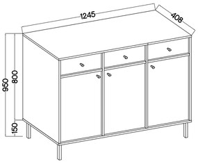 TOKYO 2 e | komoda 827 | 124,5 cm | eukalyptová/černá